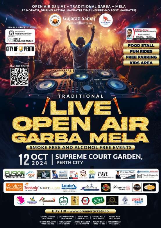 Open Air DJ Live Garba and Mela 2024 Perth | Premier Tickets
